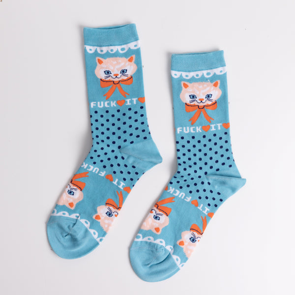 F*ck it Kitty Crew Socks - Small - Yellow Owl Workshop