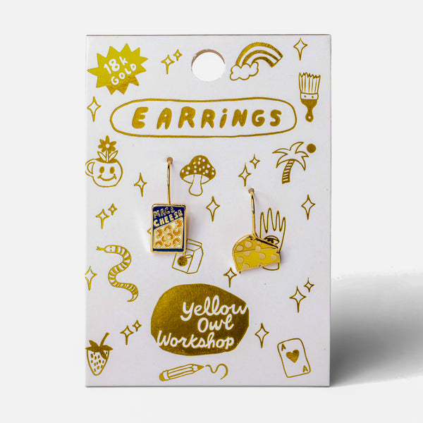 Mac & Cheese Drop Earrings | Food Lover Earrings - Yellow Owl Workshop